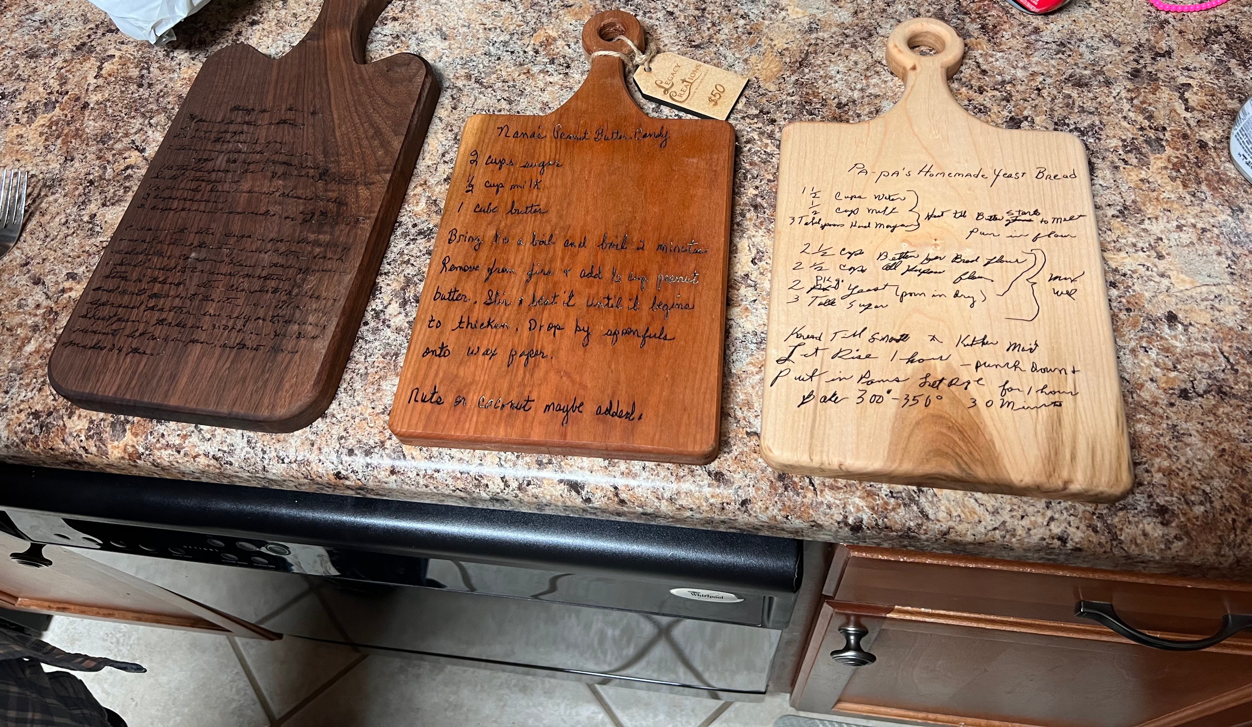 Custom Recipe Cutting Board – Legacy Creations Custom Woodworks